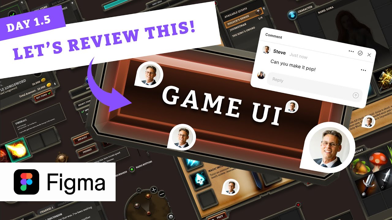 Figma Game UI Day 1.5 - The Review! Planning ahead of Day 2. - YouTube