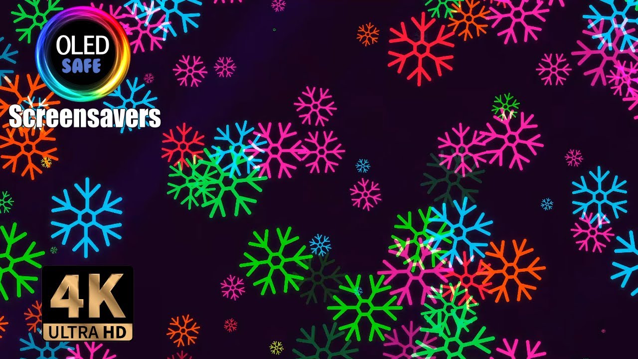 Neon Colorful Snowflake Screensaver - 4k - 60fps - 11 hours - OLED Safe ...
