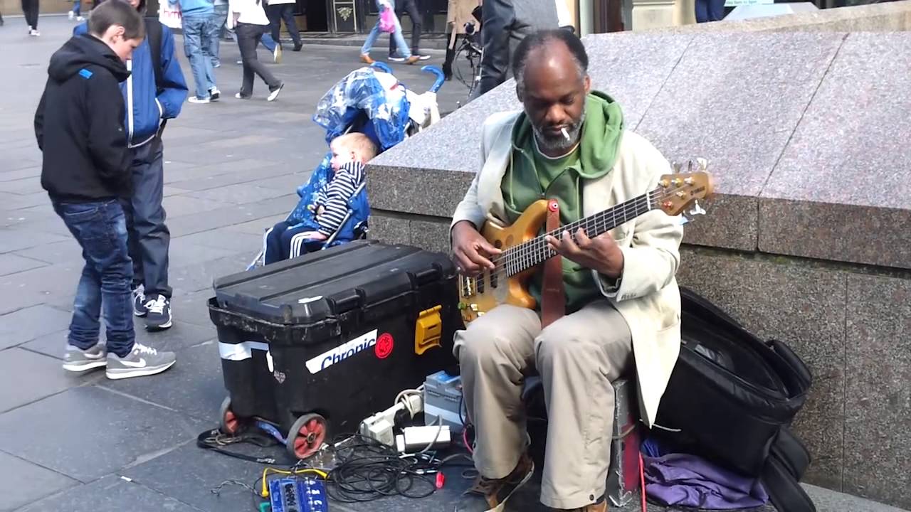 Newcastle's Funky Bass Busker 1 - YouTube