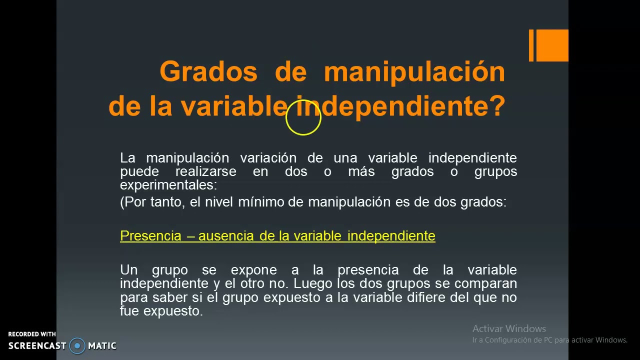 Grados de manipulación de variables independientes - YouTube
