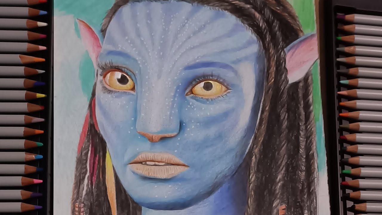 how draw colour pencil sketch of avatar easy - YouTube