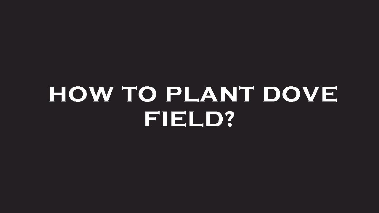 How to plant dove field? - YouTube