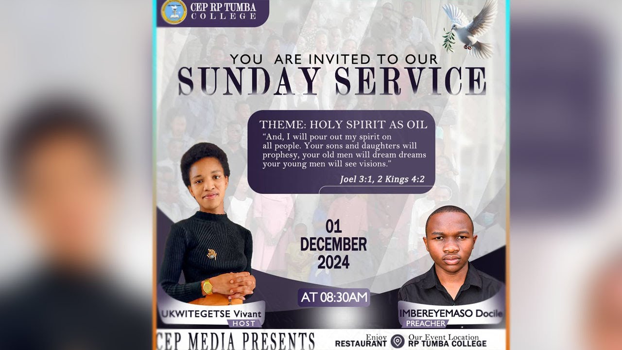 🔴LIVE SUNDAY SERVICE CEP RP TUMBA COLLEGE // TALIKI: 01/12/2024 - YouTube