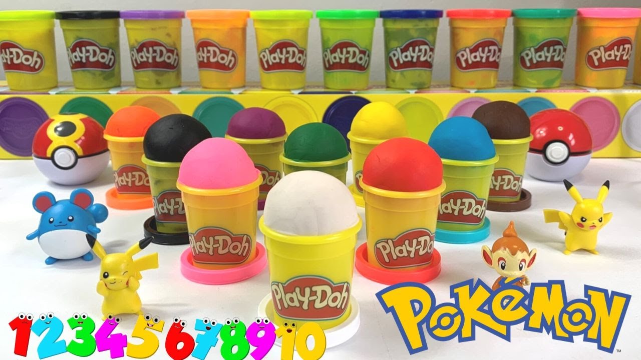 10 POKEMON Surprise Play Doh Balls | Learn COLORS & NUMBERS in ENGLISH ...