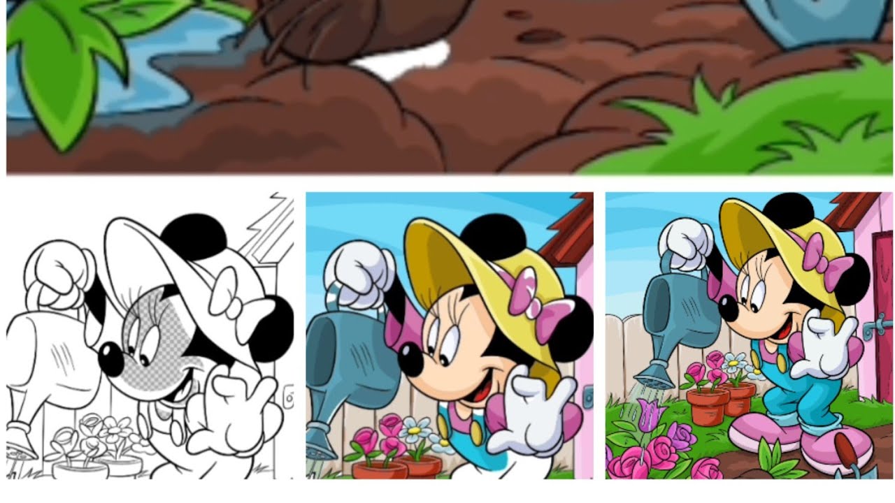 Disney Minnie Mouse Watering Flowers | Coloring Minnie Mouse | #disney ...