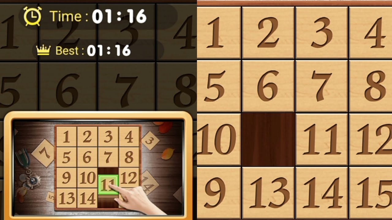 Solving puzzle 4x4 sliding numbers in a simple way, let's do it - YouTube