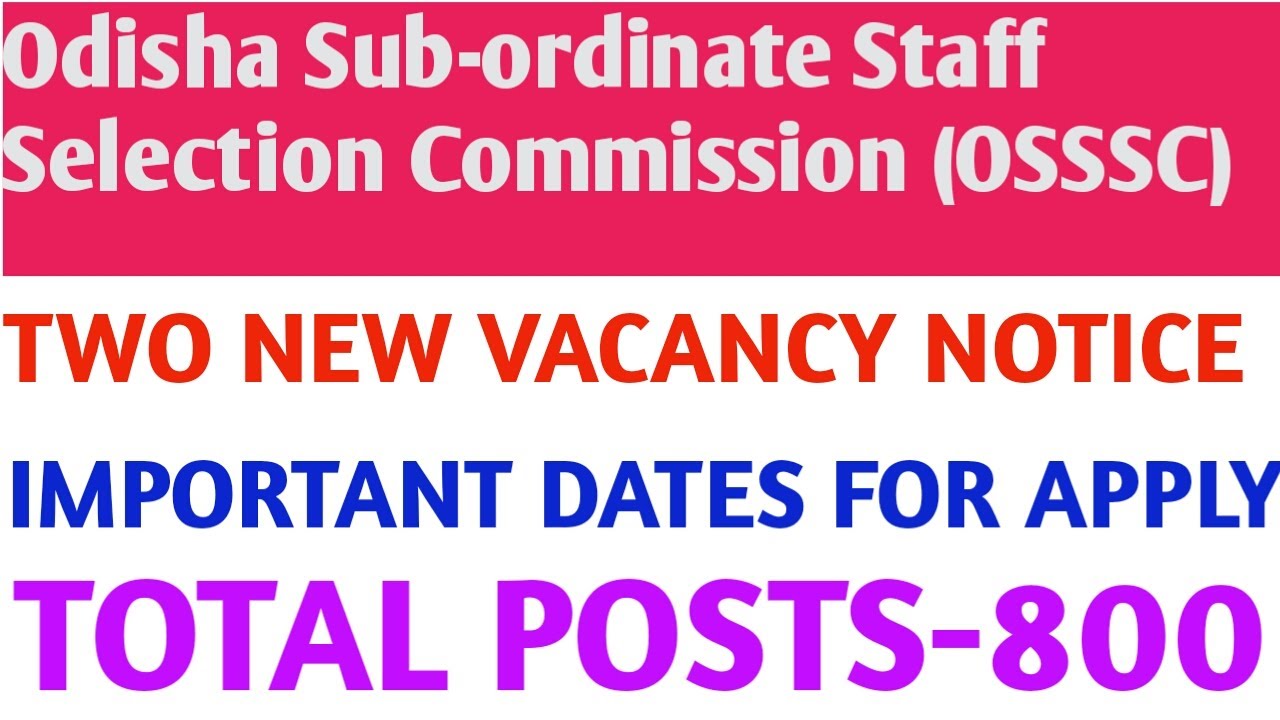 OSSSC New Vacency Notification/job notice for Pharmachists and ...