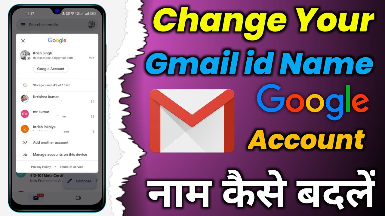 How To Change Gmail id Name | Change Your Google Account Name | Gmail ...