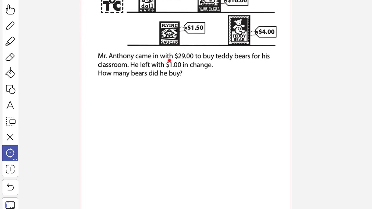 Money Story Problem Working with Change- Mr.Anthonys Teddy Bears - YouTube