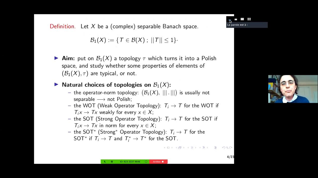 #47: Sophie Grivaux - Typical properties of contractions on l_p-spaces - YouTube