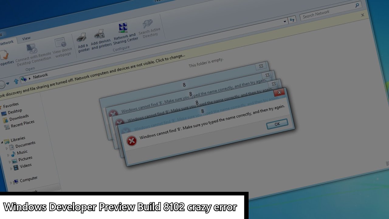 Windows Developer Preview Build 8102 crazy error - YouTube