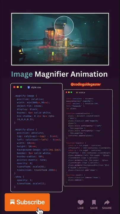 How To Add Image Magnifier Animation Using Html Css And Javascript