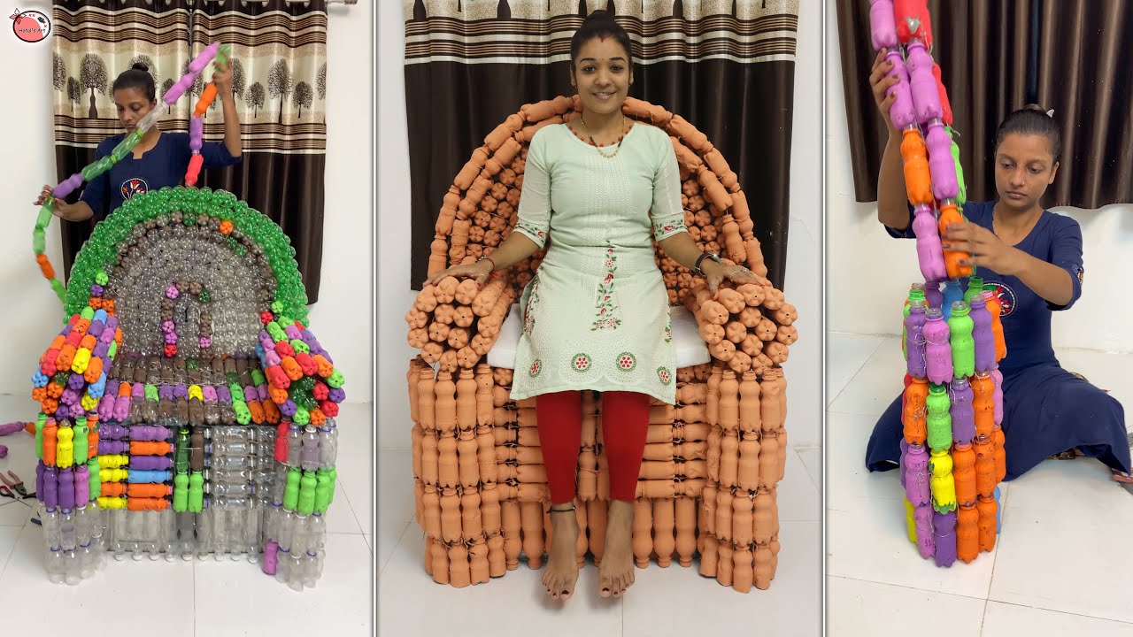 Crate and Plastic Bottle Chair making - Best reuse idea ever #chair # ...