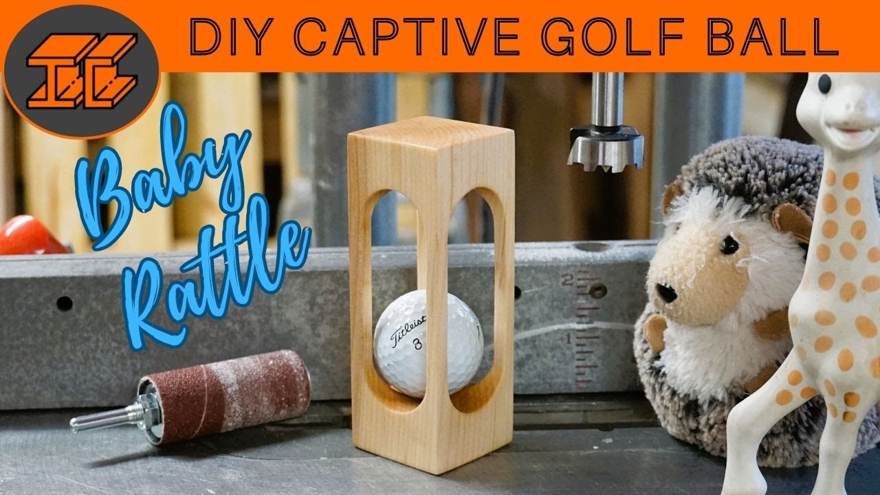 Make a Wooden Captive Golf Ball Baby Rattle Toy - YouTube