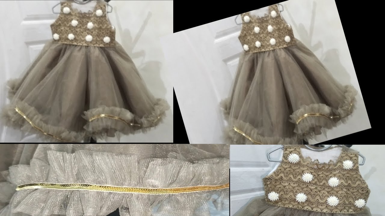 fancy frock cutting and stitching for professional way| baby net frock ...