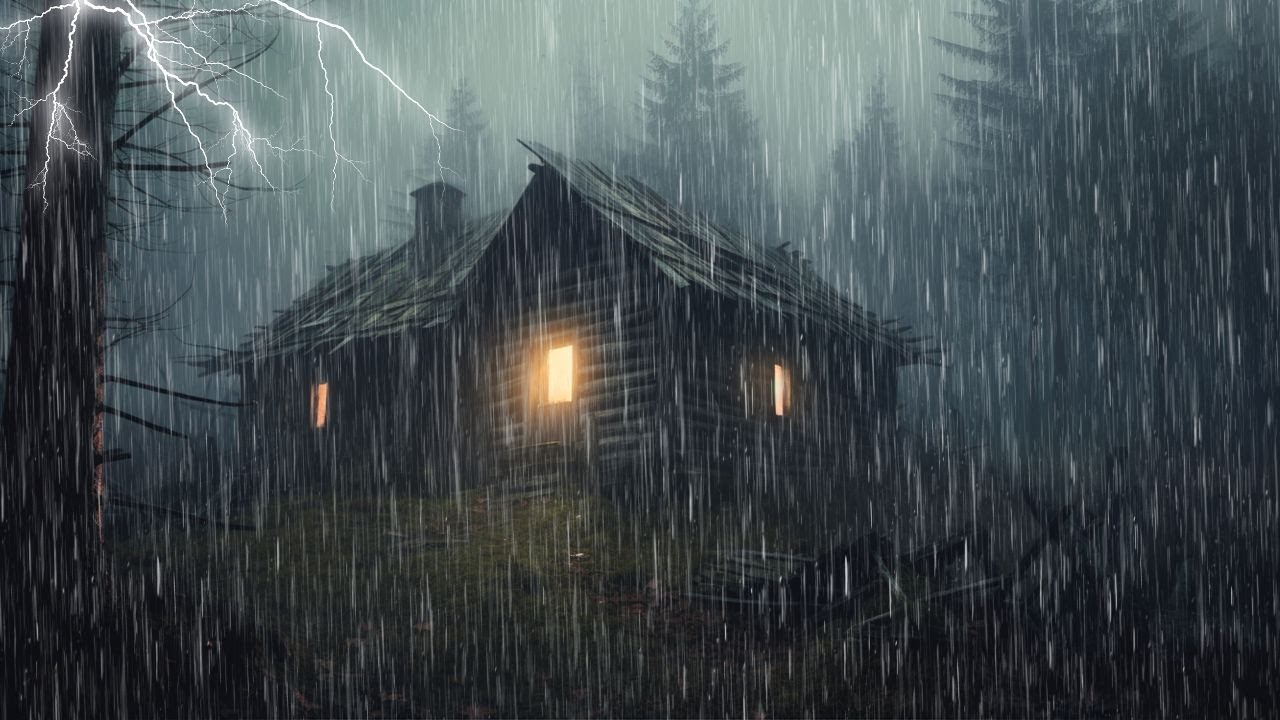 Relaxing atmosphere of rain and thunder to sleep, the sound of the rain ...