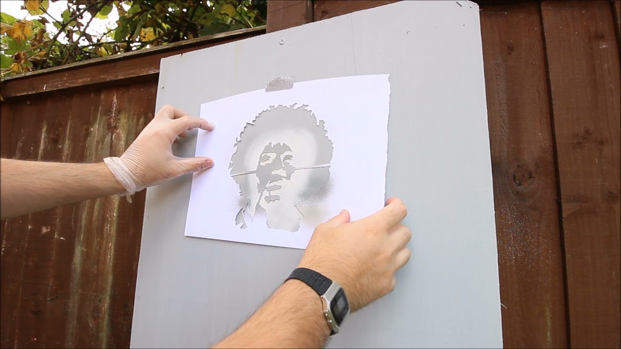 EASY JIMI HENDRIX STENCIL - YouTube