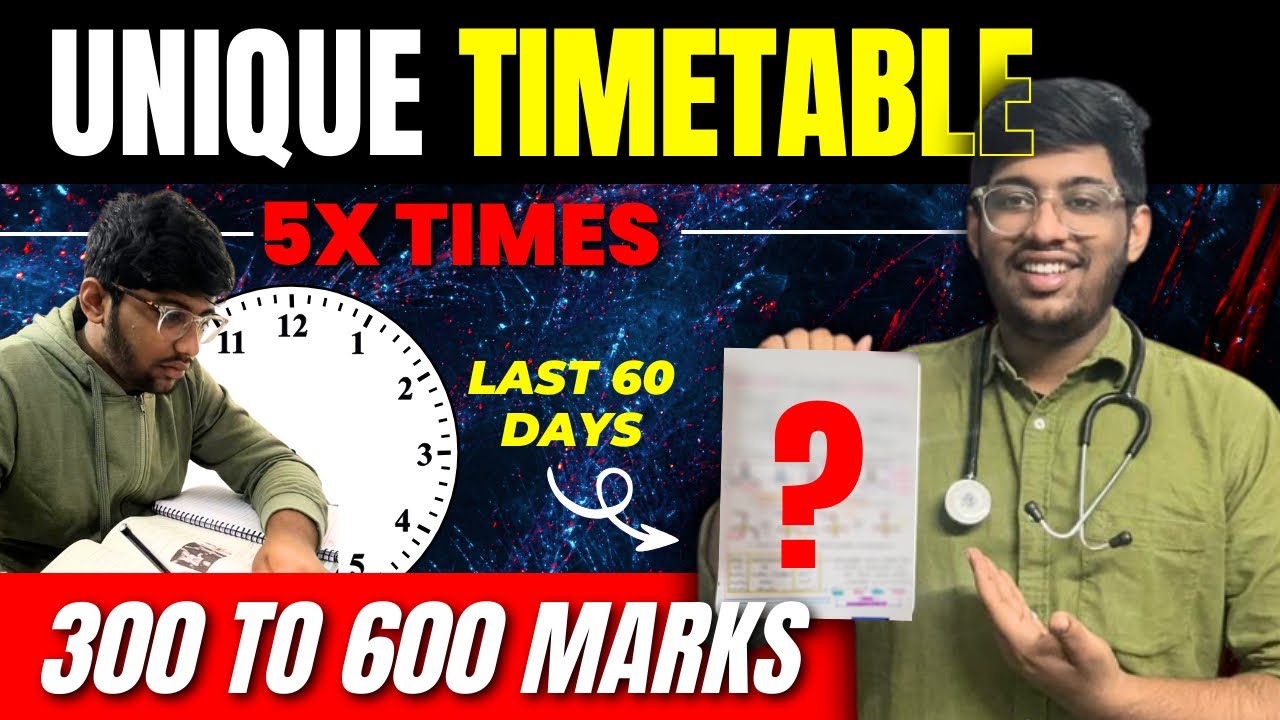 Unique Timetable for NEET 2024🔥| 300 to 600 marks in 60 days - YouTube