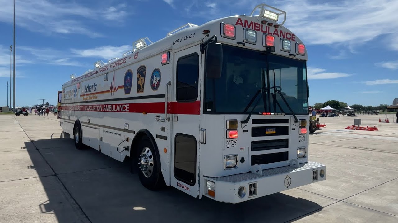 Schertz EMS Mass Casualty Ambulance Bus Walk Around With Lights - YouTube