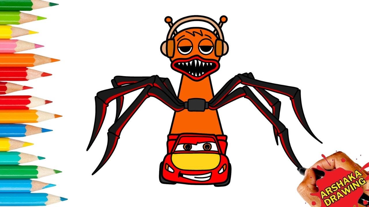 Drawing Sprunki Monster Eater Attack Lightning McQueen Easy Step by ...