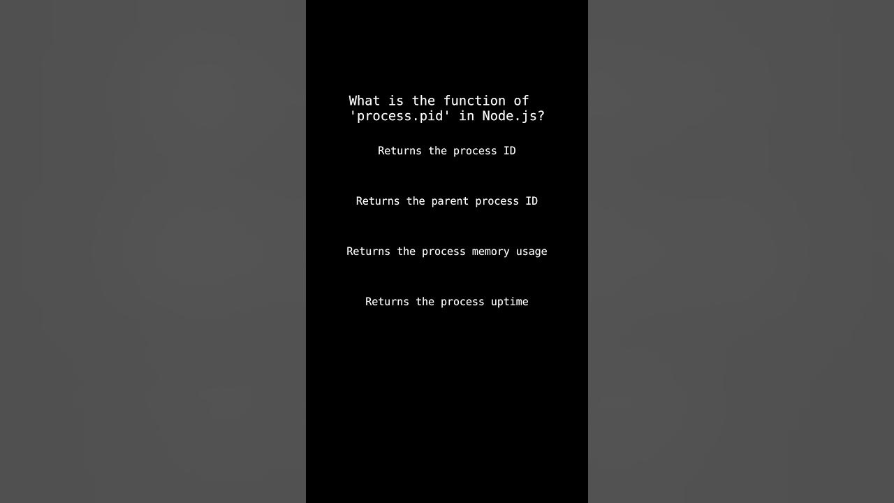 Nodejs | What is the function of 'process.pid' in Node.js? | Qno.209 - YouTube