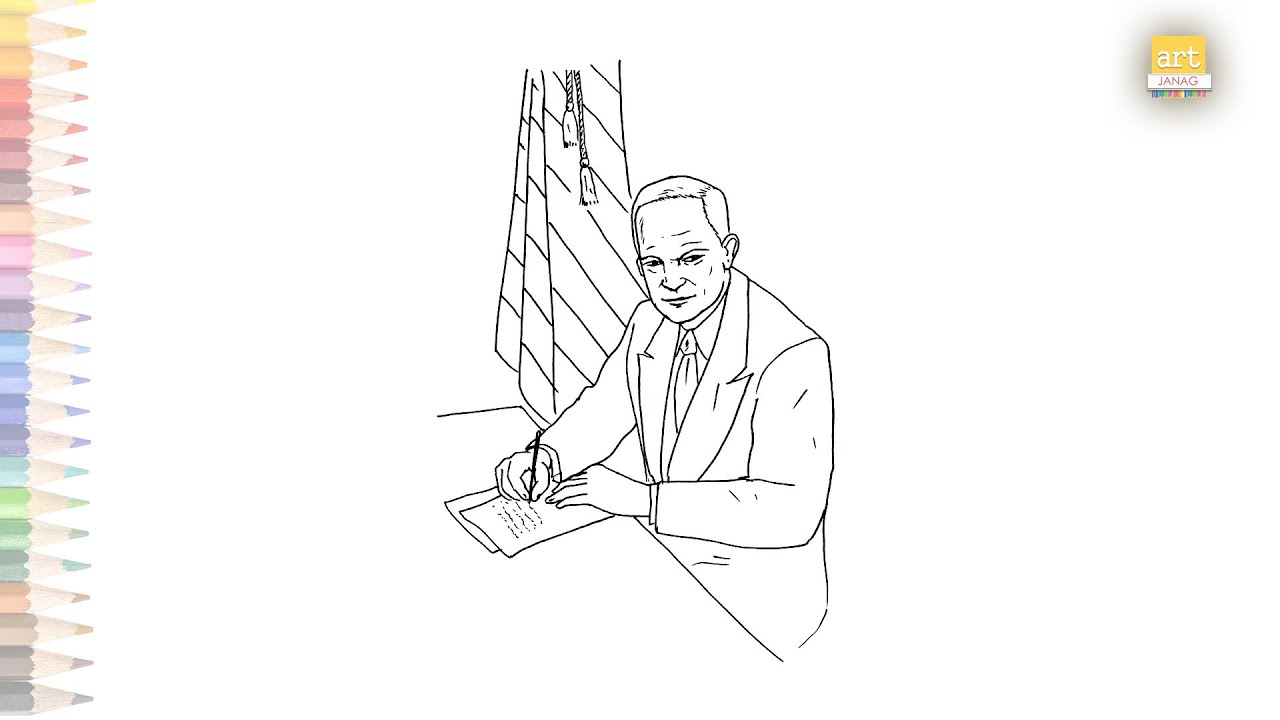 Dwight David Eisenhower drawings | USA Presidents drawings | How to ...