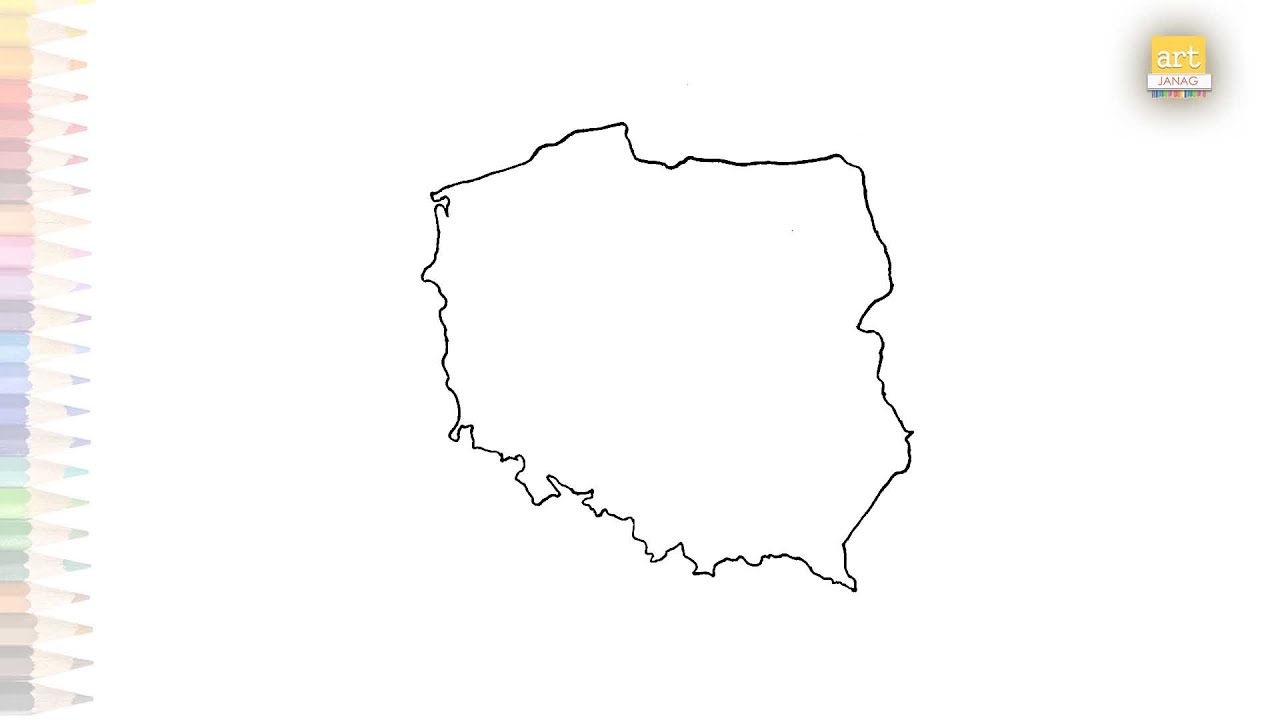 Poland Map drawing | Outline drawings | How to draw Poland Map step by ...
