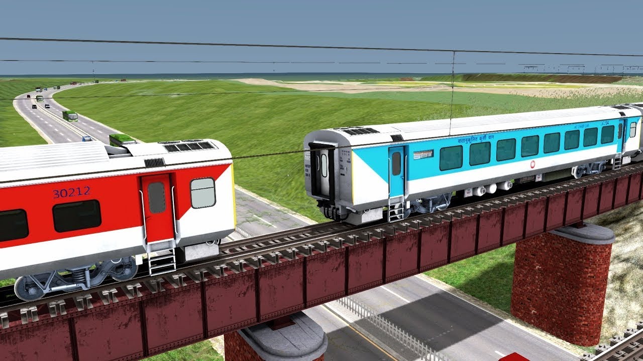 SHATABDI COACH COUPLING LHB COACHES IN BRIDGE - Train Simulator - YouTube