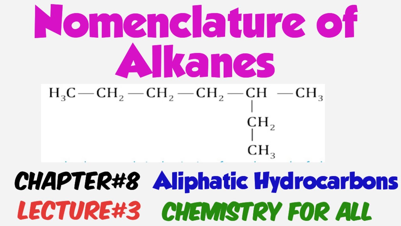 Nomenclature of Alkanes|Ch#8 |Aliphatic Hydrocarbons|Lec#3 - YouTube