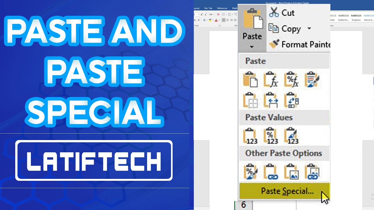 Paste, Paste Special and Format Painter | LATIFTECH - YouTube