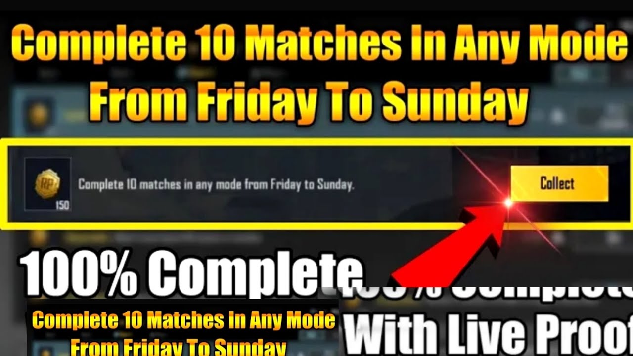 COMPLETE 10 MATCHES IN ANY MODE FROM FRIDAY TO SUNDAY RP MISSION 100/💯 ...