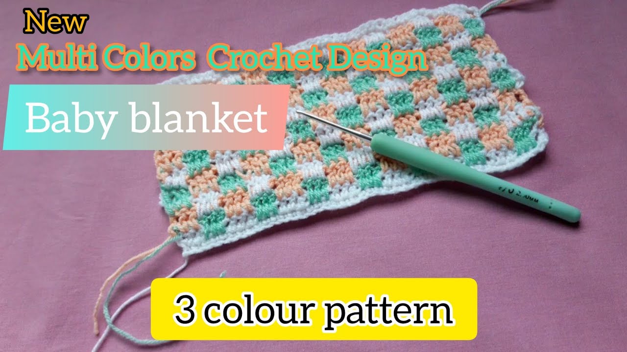Crochet Baby blanket design , 3 color blanket pattern - YouTube