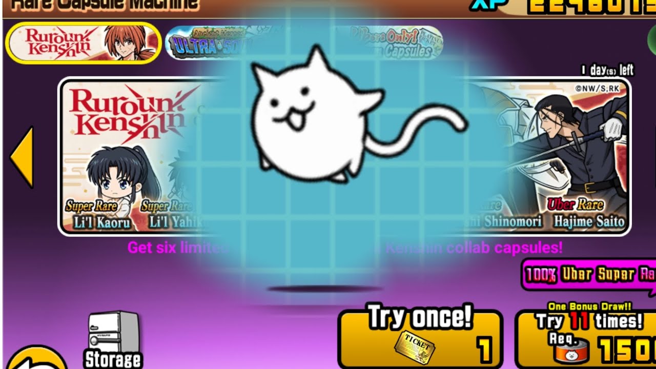 Rolling on Ruroun Kenshin Collab Banner And Unlocking Super Feline True ...