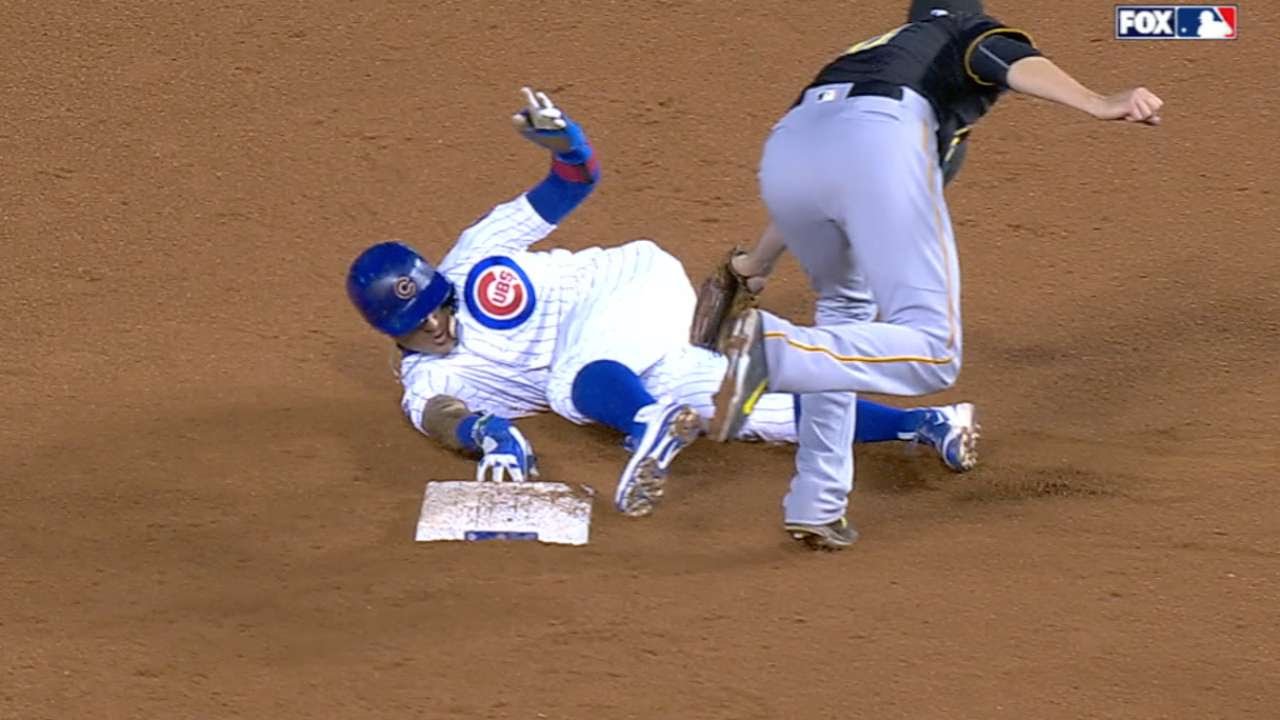 PIT@CHC: Baez steals second with slick slide - YouTube
