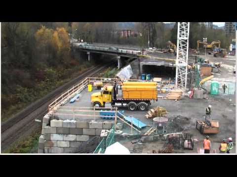 Evergreen Line Construction - How Inlet Centre Station was built - YouTube