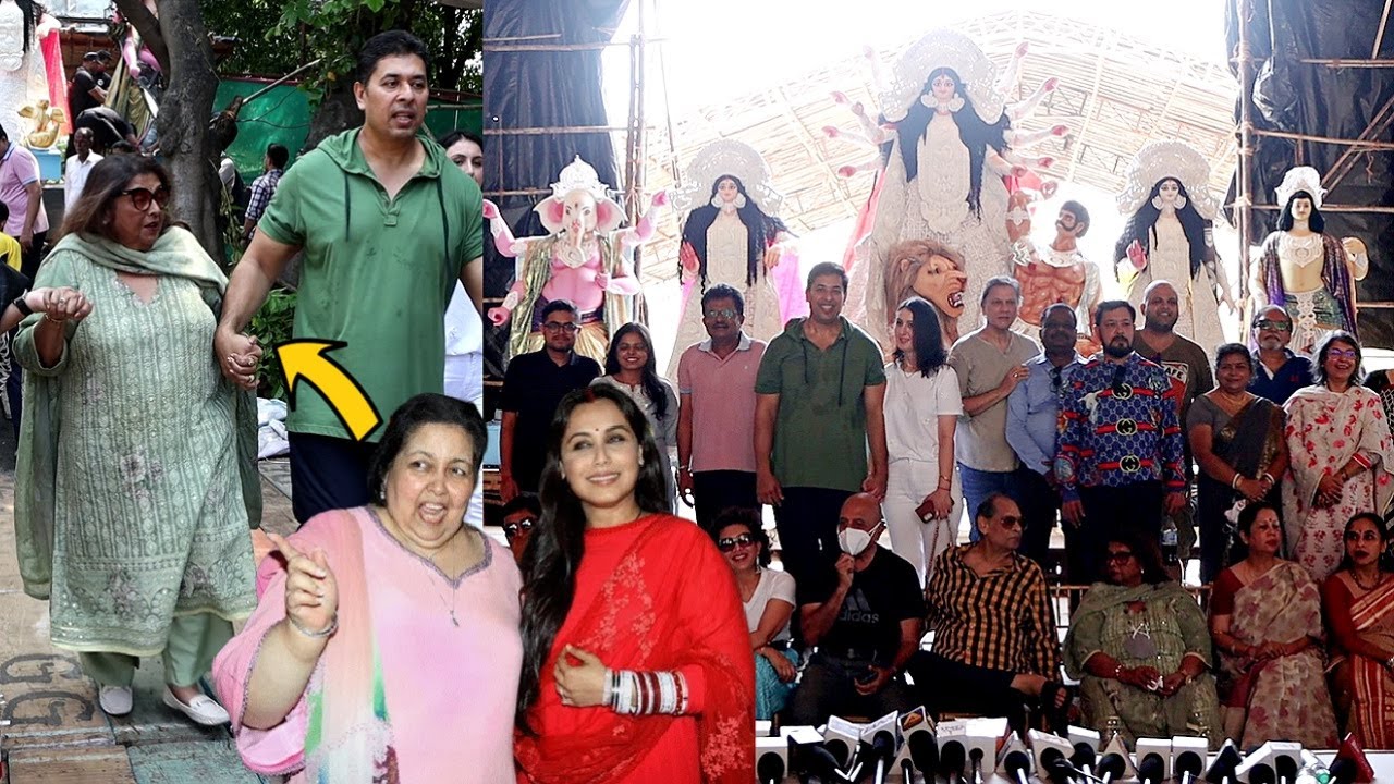 Rani Mukherjee Mother & Family At North Bombay Sarbojanin Durga Puja 2024 Protima Sthapna - YouTube