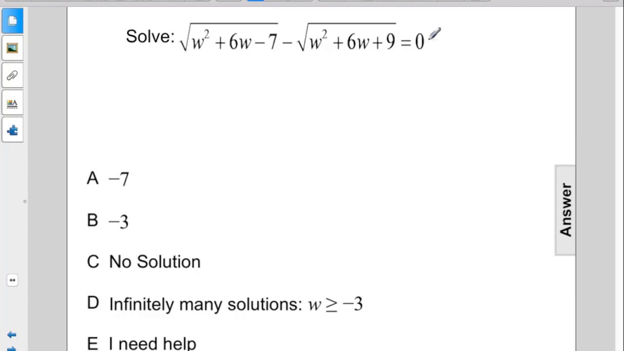 Algebra2 Rad Funcs Solving Rad Eqs Pt 2 Q157 - YouTube