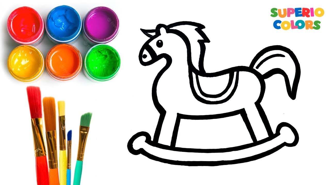How to Draw a Wooden Horse | Wooden Horse toy Drawing and Coloring ...