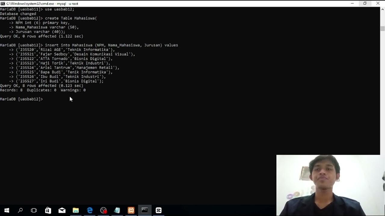 UAS Struktur Basis Data BAB 12 (DATABASE MYSQL) SQL CMD - PHP MY ADMIN - YouTube