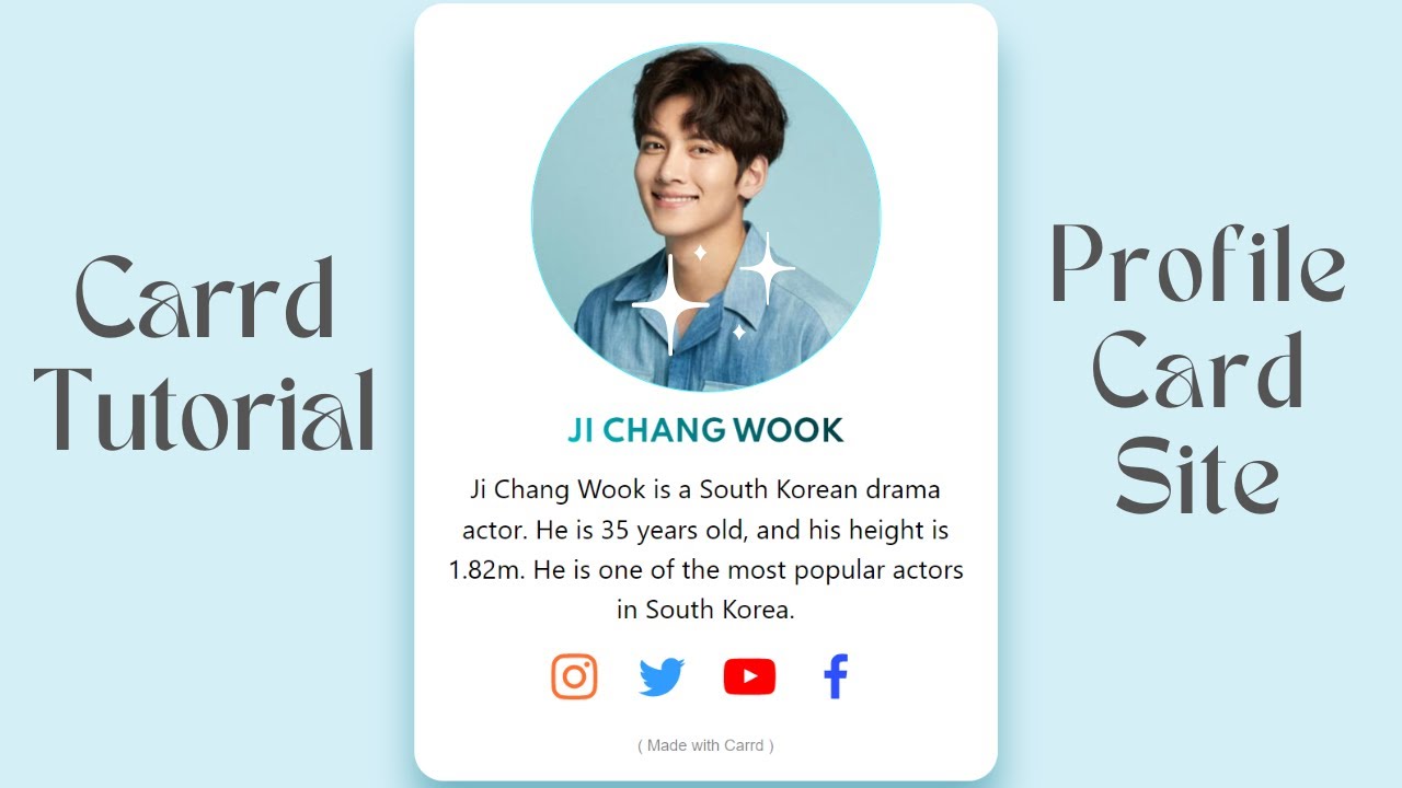 Ji Chang Wook Profile Card Site on Carrd.co | Mobile Friendly Carrd Tutorial | Burak Web ...