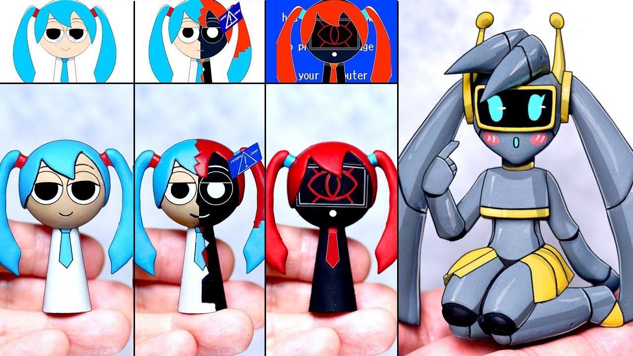 Making SPRUNKI Fun bot Girl & Miku Sculptures Timelapse - YouTube