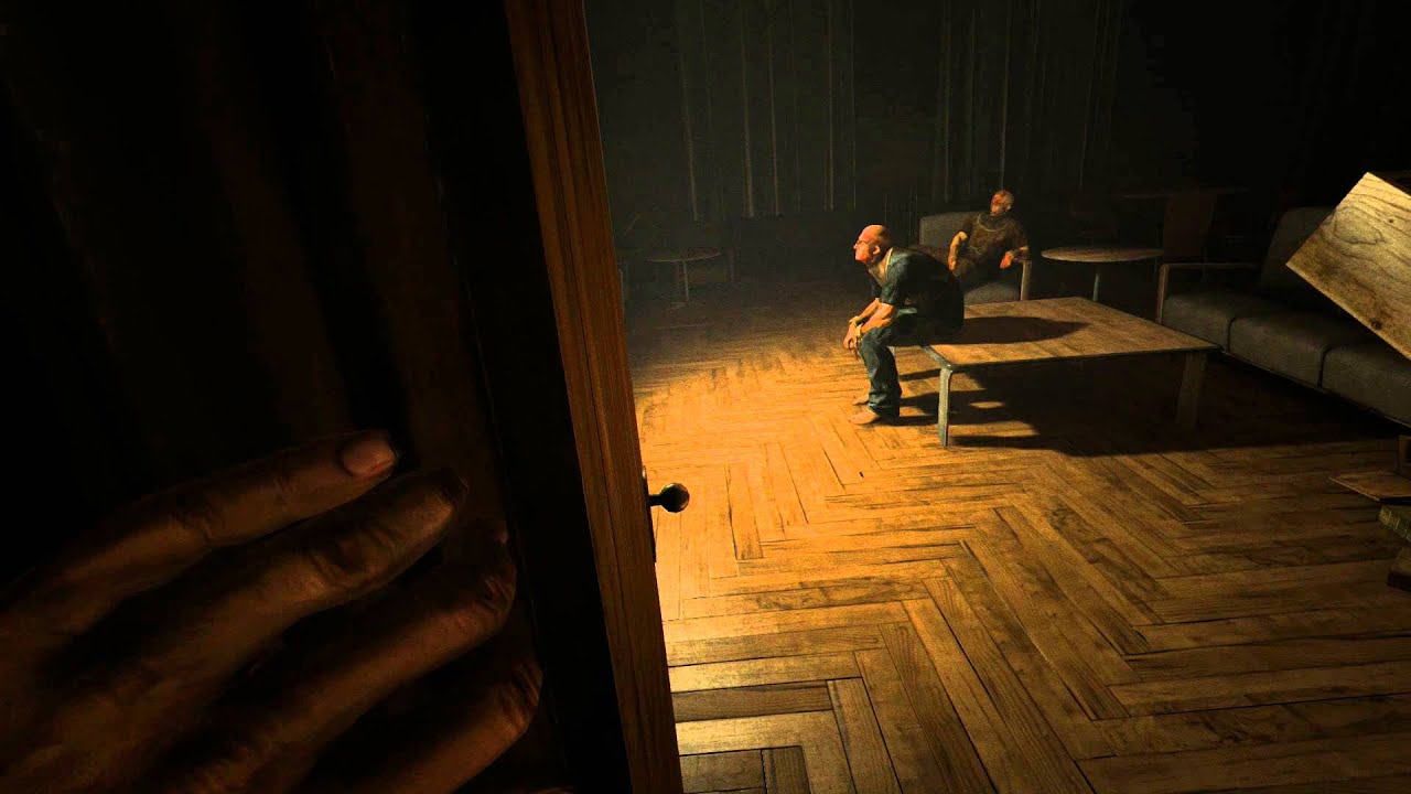 Outlast - Administration Block: Peek Turorial (L2 R2) Three Men Watch ...
