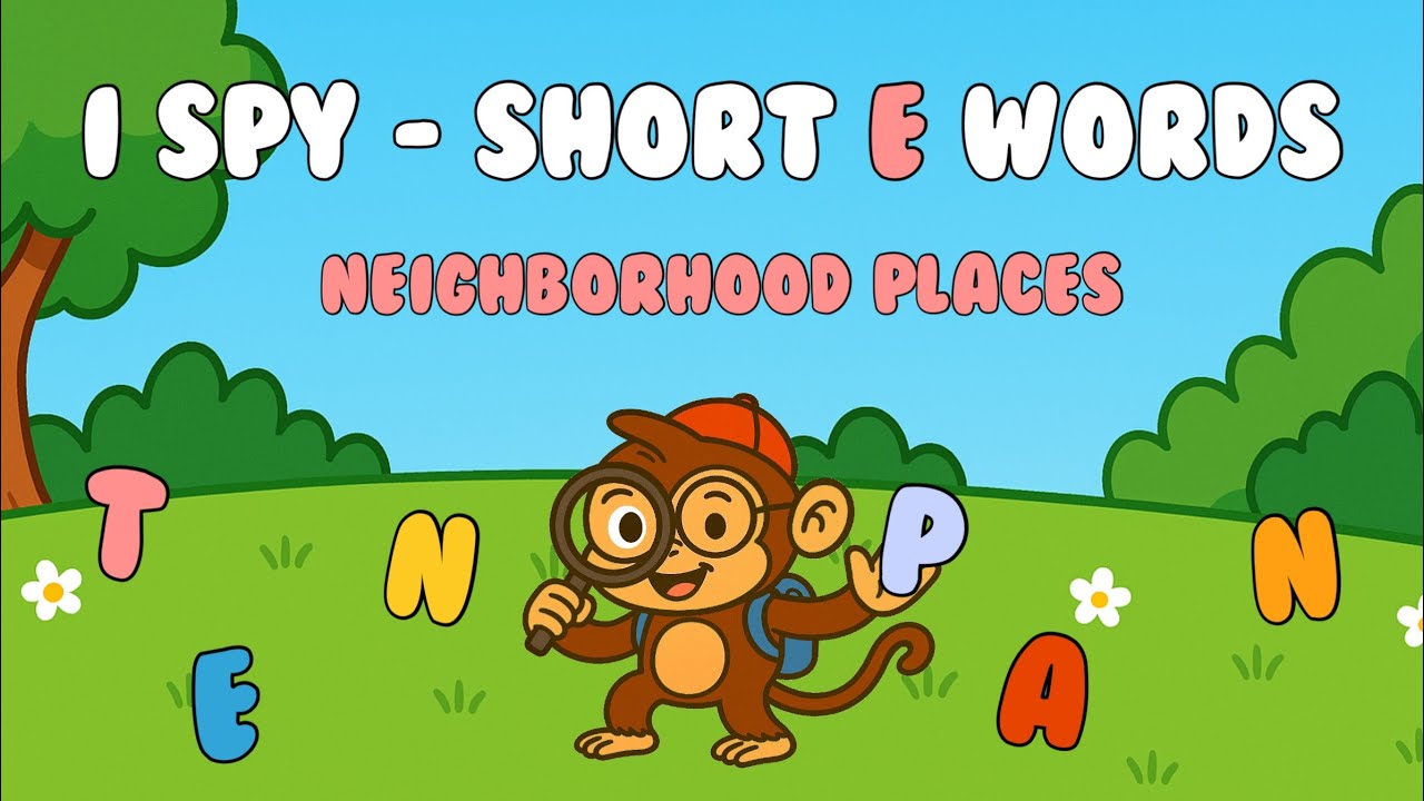 I Spy CVC Words! 🔍 Short E Word Game - Neighborhood Places - YouTube