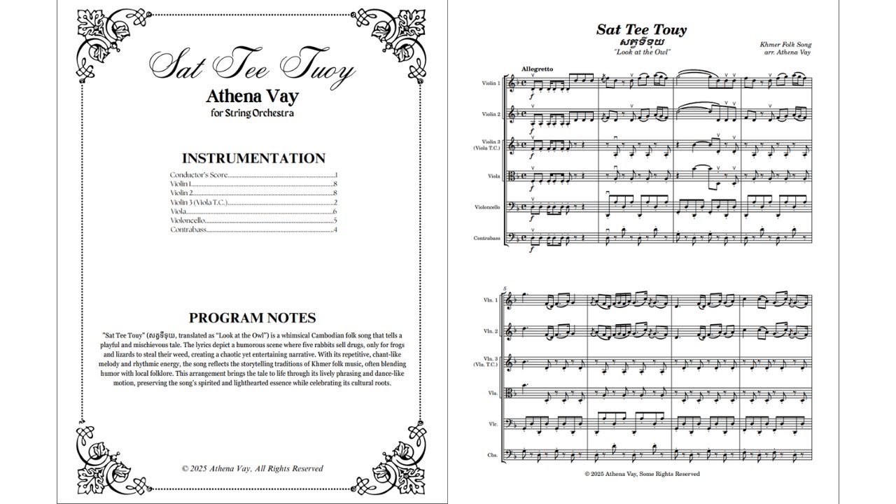 Sat Tee Touy - Traditional Khmer Folk Song arr. Athena Vay (2025) - YouTube