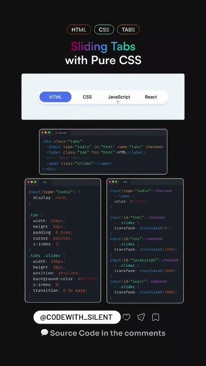 Slide Pure CSS #viral #html #youtubeshorts #css #navbar #button #animation #coder - YouTube