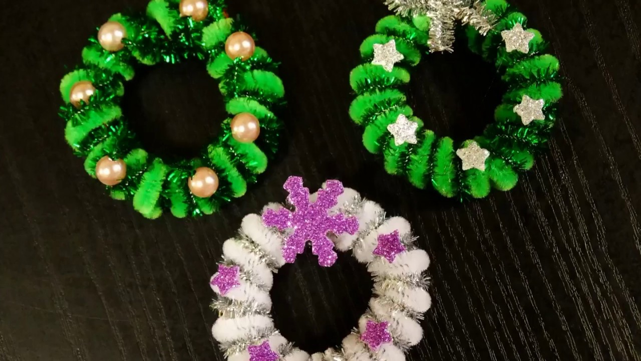 Karácsonyi díszek.Zsenília drót koszorú készítése - YouTube