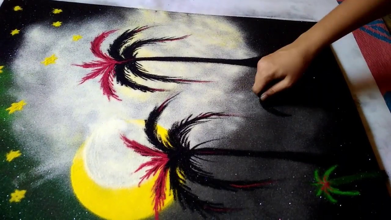 Beautiful scenery Rangoli design - YouTube
