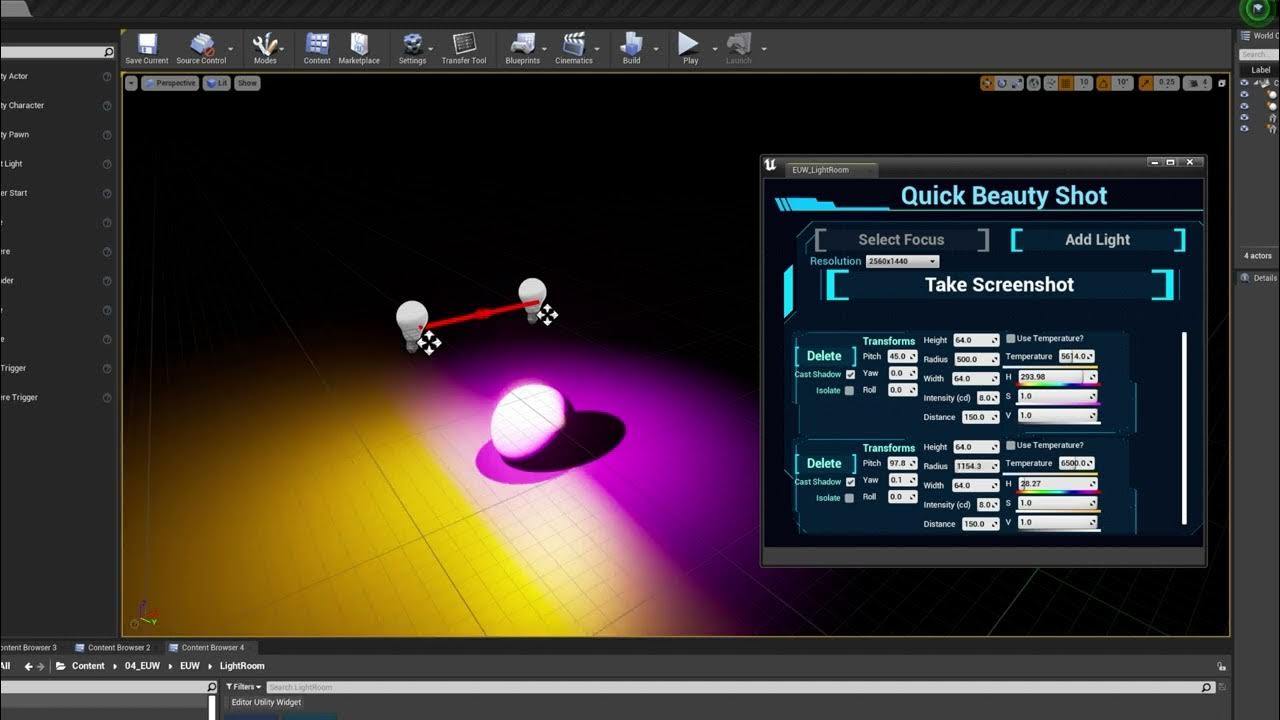 Unreal Engine Editor Utility Widget Studio Lighting and Screenshot Tool - YouTube