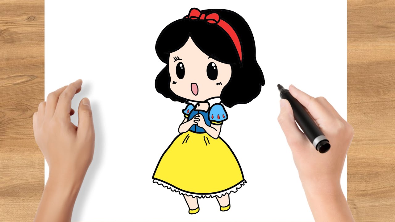 How to Draw Princess Snow White Disney Cartoon - YouTube