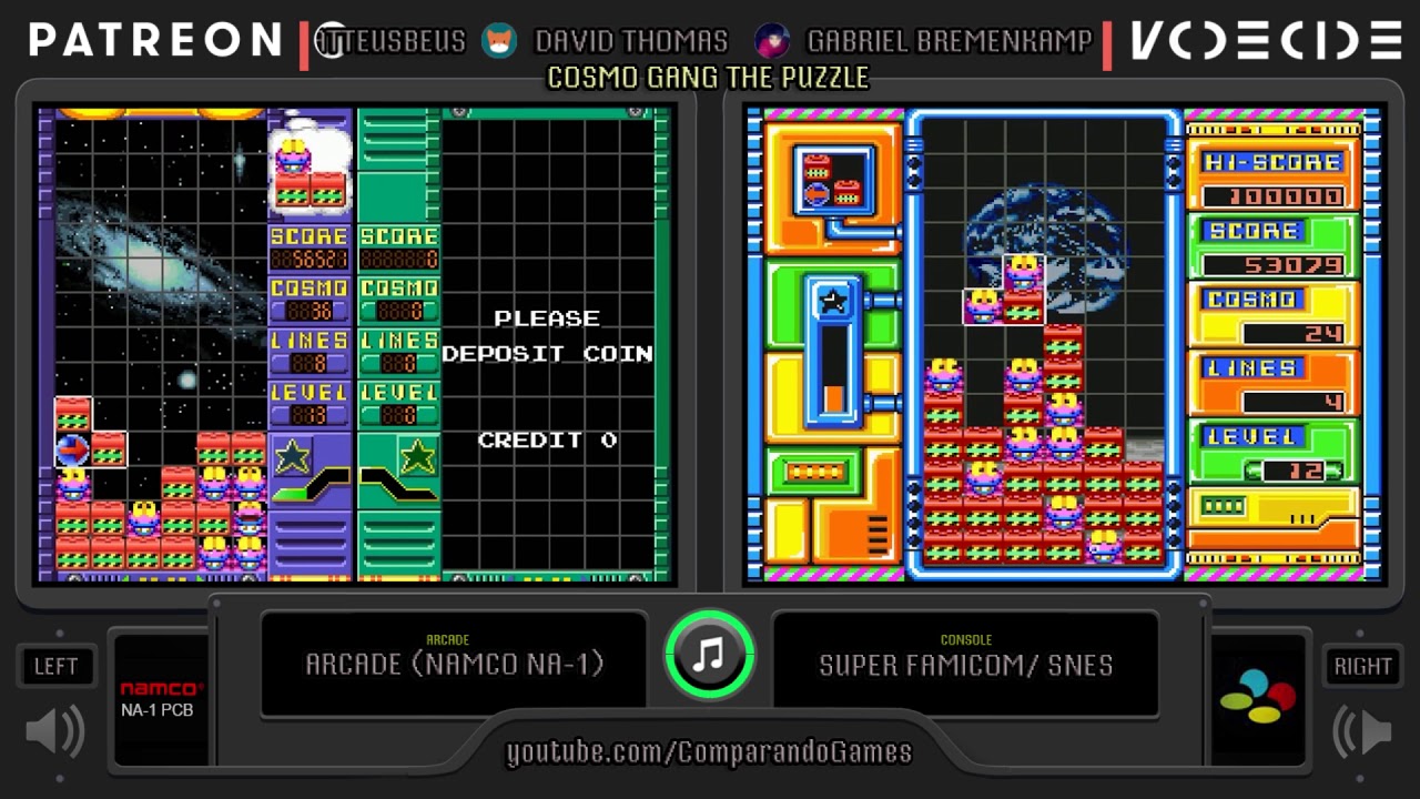 Cosmo Gang the Puzzle (Arcade vs SNES) Side by Side Comparison (Arcade ...